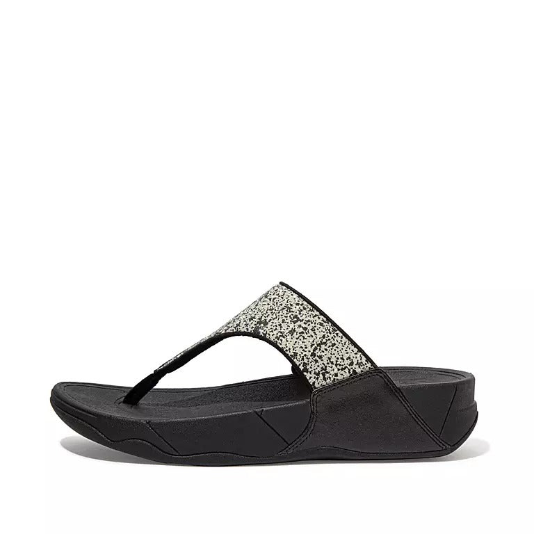 fitflop LULU GLITTER SPLASH WIDE FIT TOE-POST SANDALS BLACK DM5-001 ...